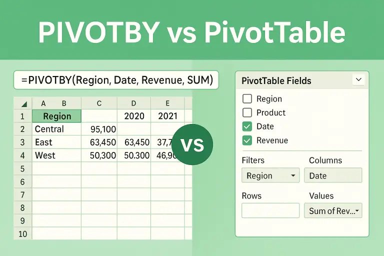 PIVOTBY vs. Classic PivotTables in Excel 365 | Excel Curve